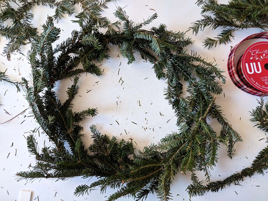 DIY Christmas wreath made from tree trimmings- Sincerely Cait